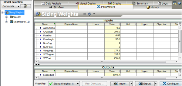 Executing the Sizing Weights Simcode Component and Viewing the Results